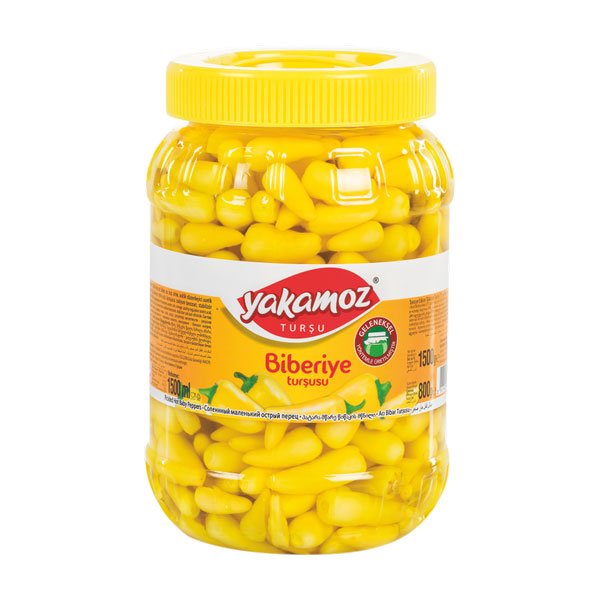 Yakamoz, Pickles, Yellow Baby Pepper (Biberiye), Hot, Pet Jar, 1.5lt x ...